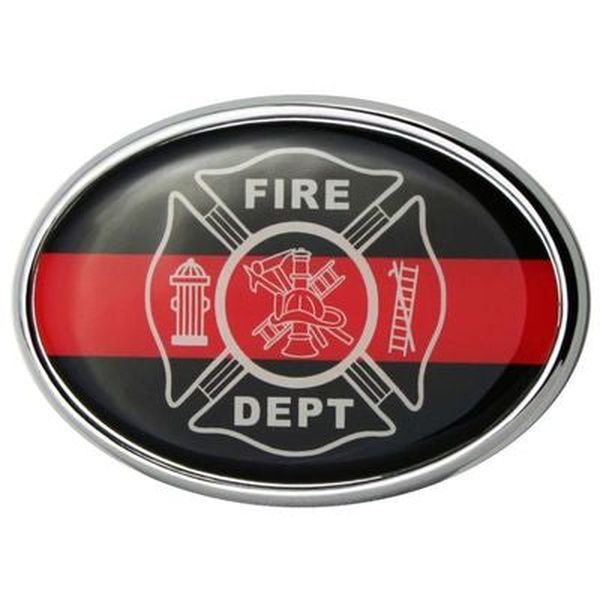 Fire Fighter Oval Chrome Auto Emblem – Honor Country