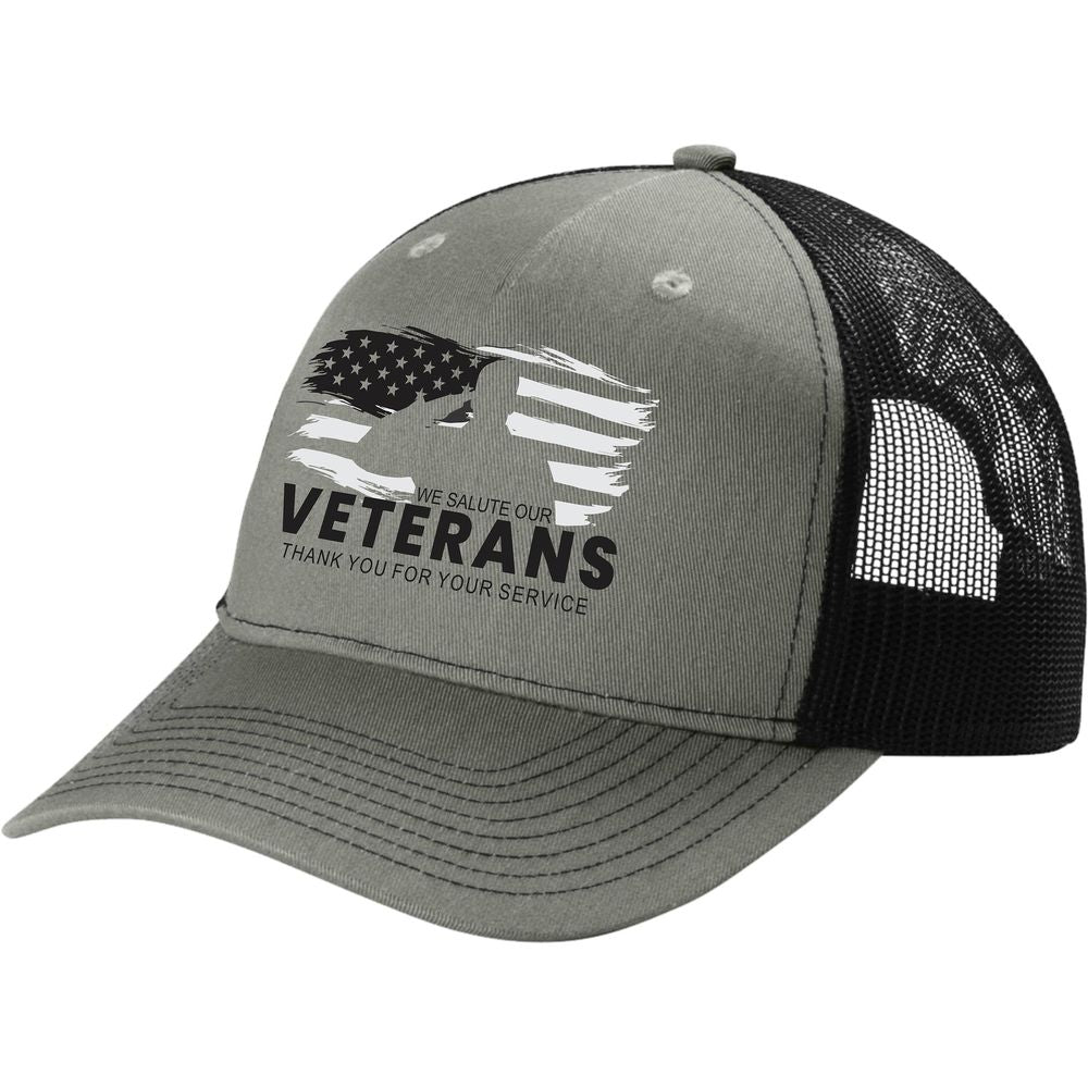 Salute Our Veterans Embroidered Grey & Black Ball Cap – Honor Country