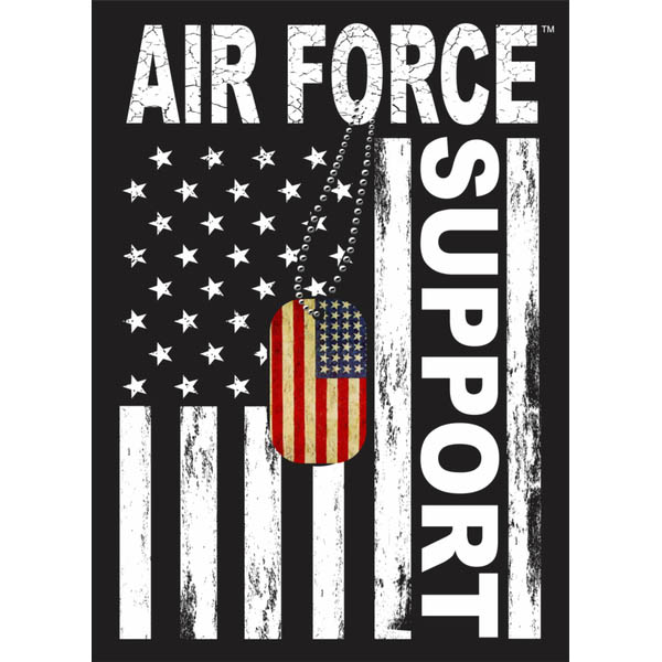 Air Force Support Flag with Dog Tags Sticker