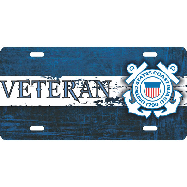 Veteran with United States Coast Guard Crest Full Color Metal License