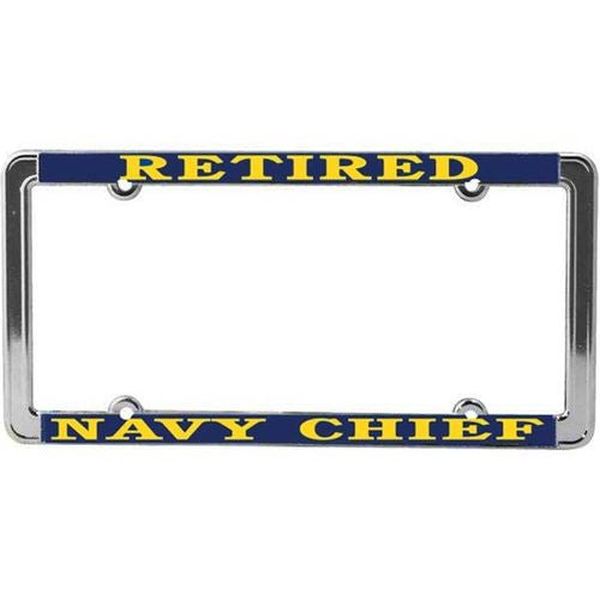 Retired Navy Chief Thin Rim Chrome License Plate Frame – Honor Country