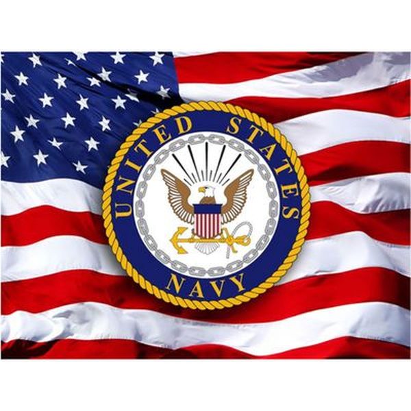 American Flag US Navy Crest Magnet, 3 1/2 Inch