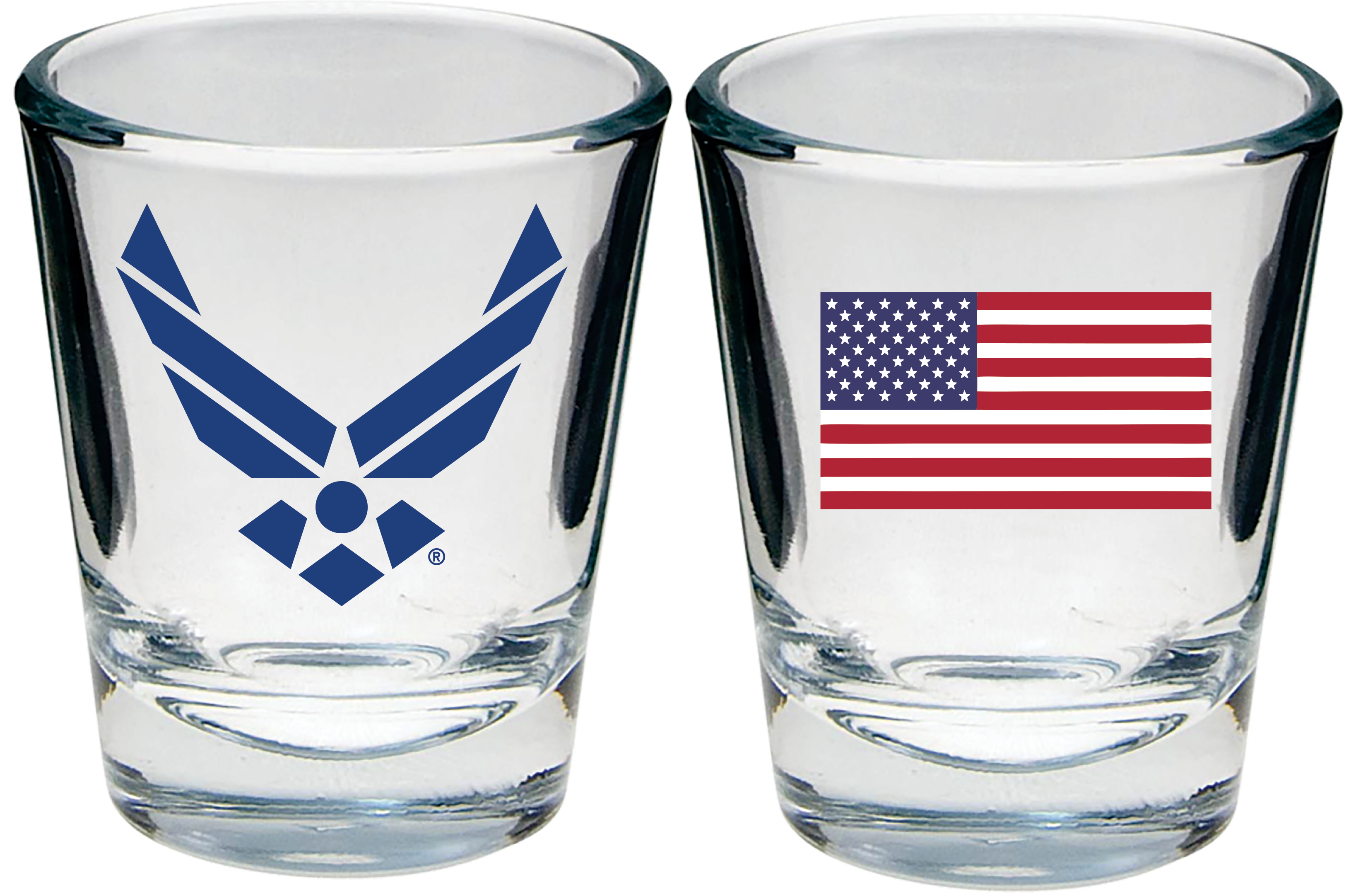 U.S. Air Force Symbol and American Flag Shot Glass – Honor Country