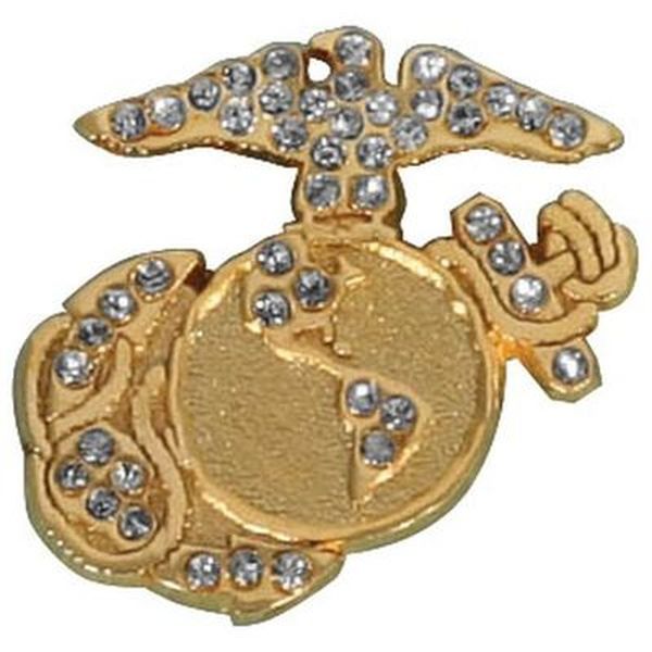 Eagle Globe and Anchor Gemstone Lapel Pin