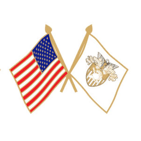 American Flag and West Point Crest Cross Flag Lapel Pin